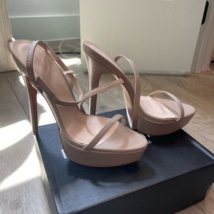 PrettyLittleThing | Shoes | Prettylittlething Nude Platform Strappy ...